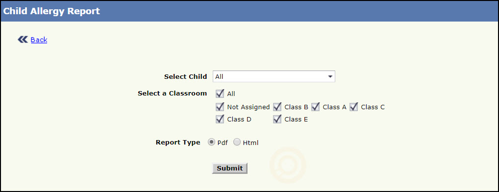 Child Allergy Report